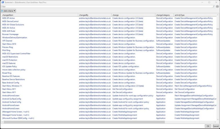 Intune Audit Log Viewer With Filtering Andrew Taylor